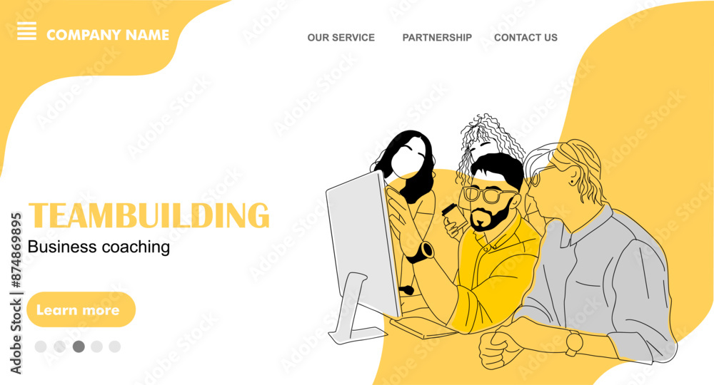 Teambuilding business couching concept landing page. Website template ...