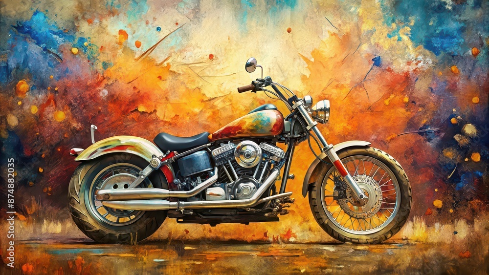 Oil painting splatter Harley Davidson , oil painting, splatter, Harley ...