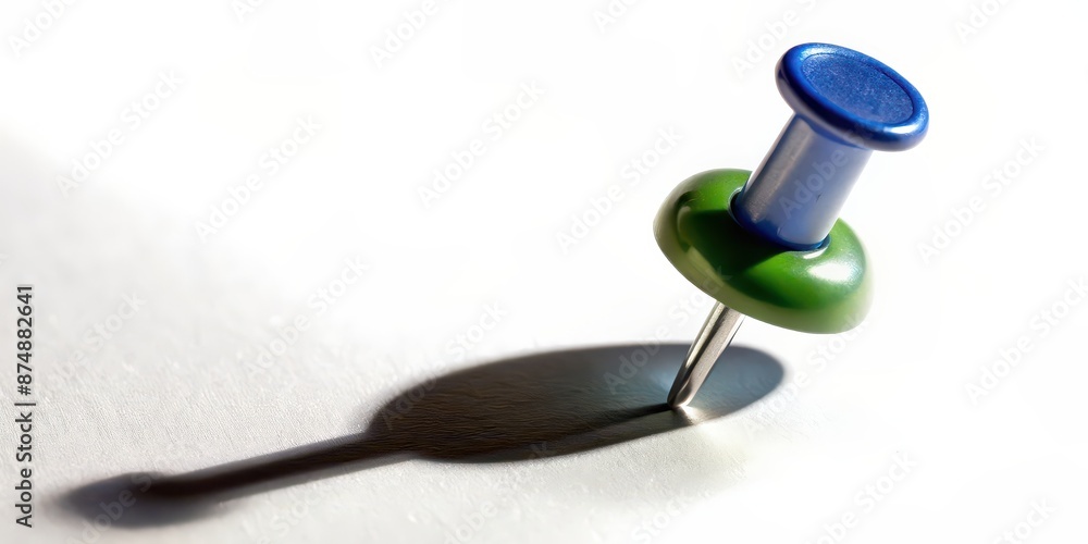 push pin with shadow on white background, push pin, drawing pin, tack ...