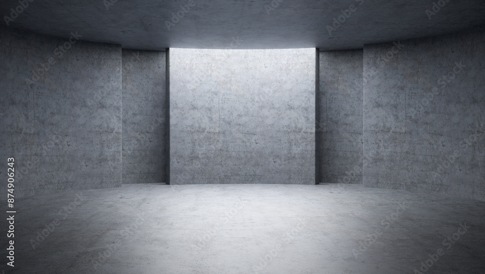 Empty cement room with curved walls Minimalist. 3d rendering Stock ...