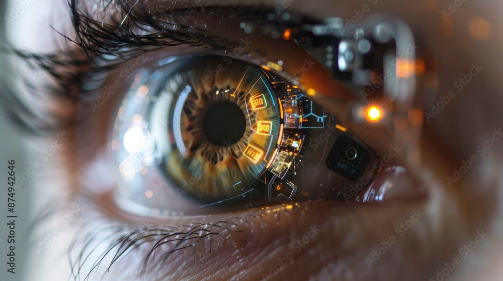 Bionic eye implant technology restoring vision for a blind person Stock ...