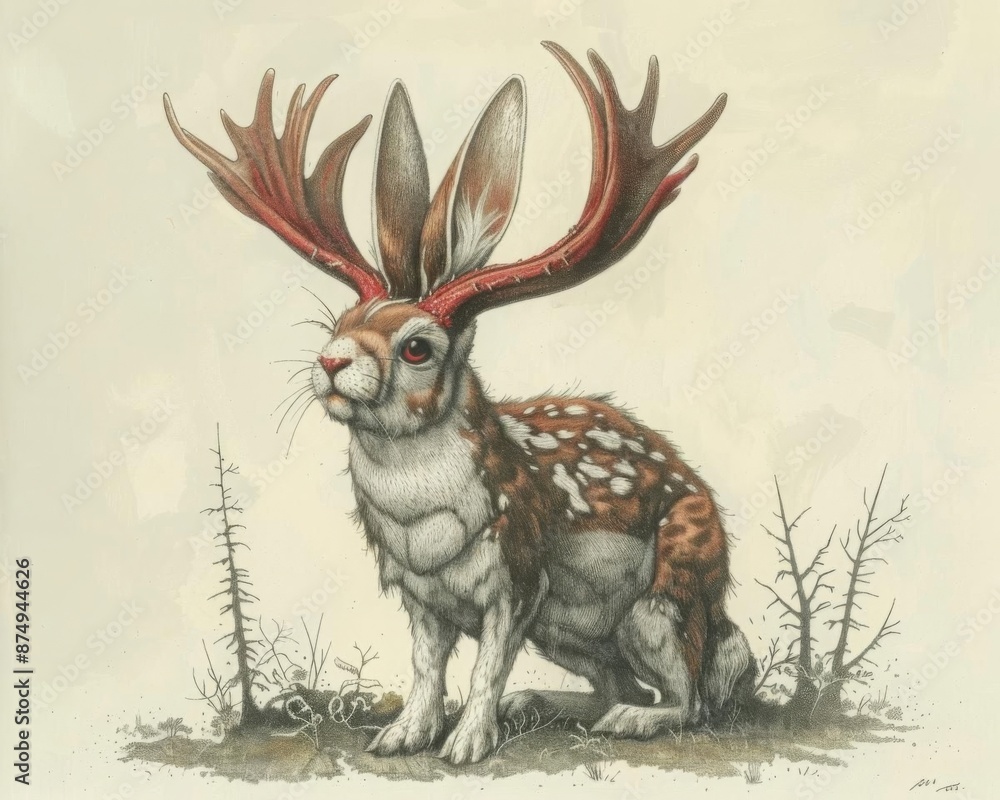 A jackalope is a mythical creature of North American folklore, described as a rabbit with ...