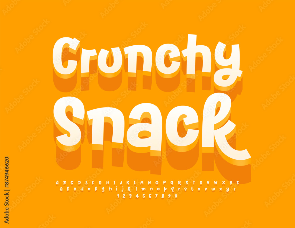 Vector advertising flyer Crunchy Snack. Artistic 3D Font. Modern ...