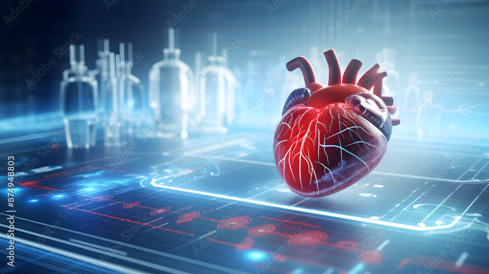 Digital Anatomy of Human Heart with Glowing Network Stock Illustration ...