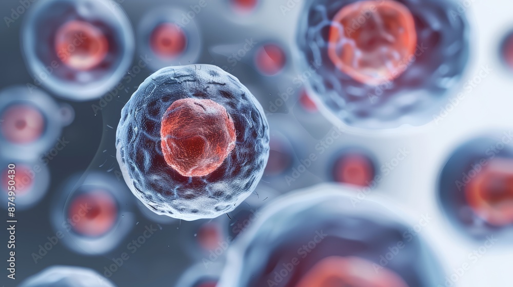 Cellular reproduction and gene-editing, close-up, dynamic color scheme ...