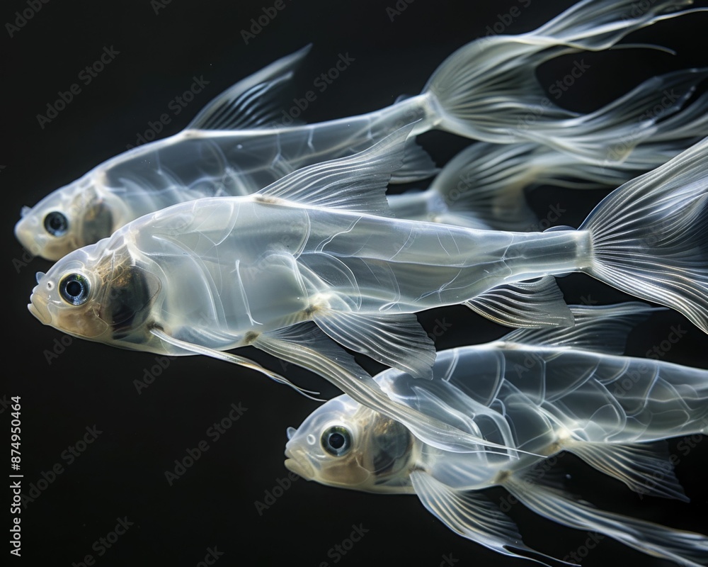 These transparent fish are called glass catfish. They are a type of ...