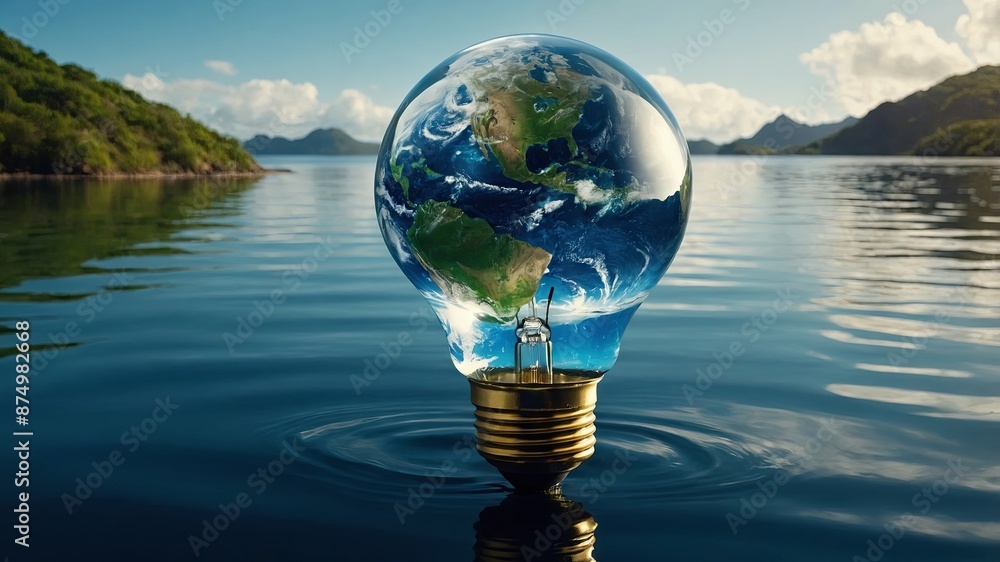 Creative poster design for Earth Day featuring a light bulb filled with ...