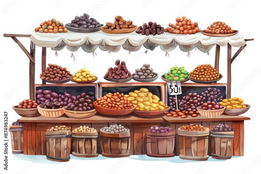 A colorful traditional market stall in the UAE, showcasing a variety of ...