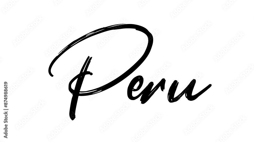 Peru text sketch writing video animation. Peru text sketch on white ...