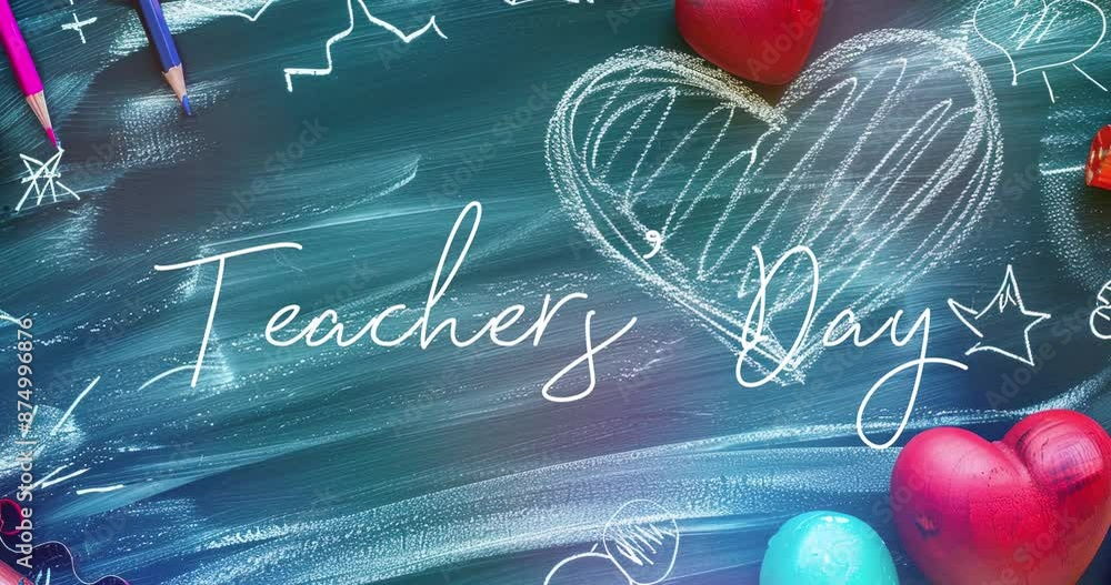 Create a heartfelt copy space background for Teachers' Day, featuring ...