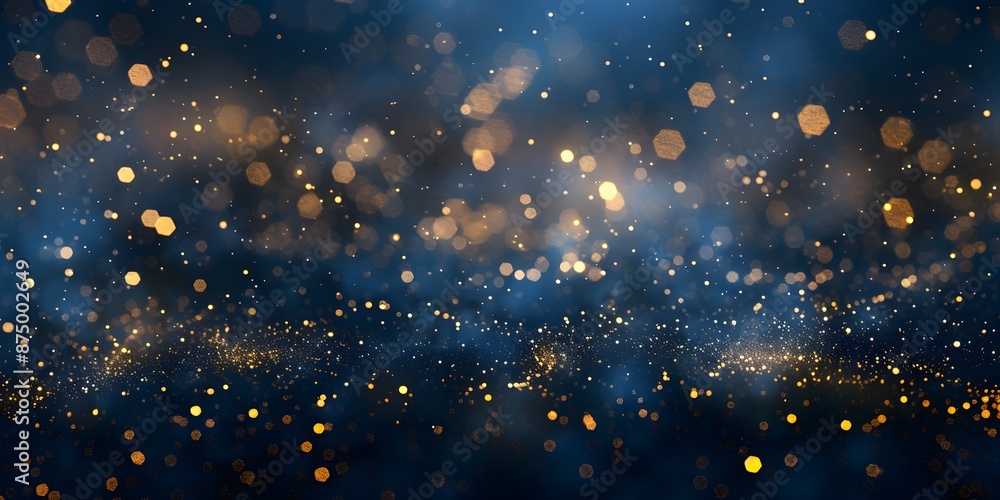 Particle background in navy blue and gold, giving a regal and ...
