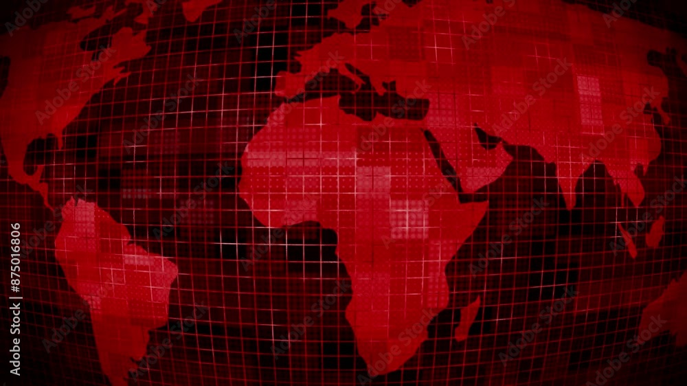 Red color futuristic world map geographical background, hi-tech map of ...
