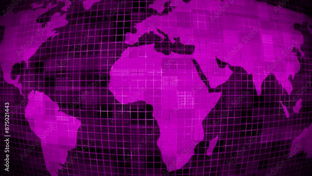 Pink color futuristic world map geographical background, hi-tech map of ...