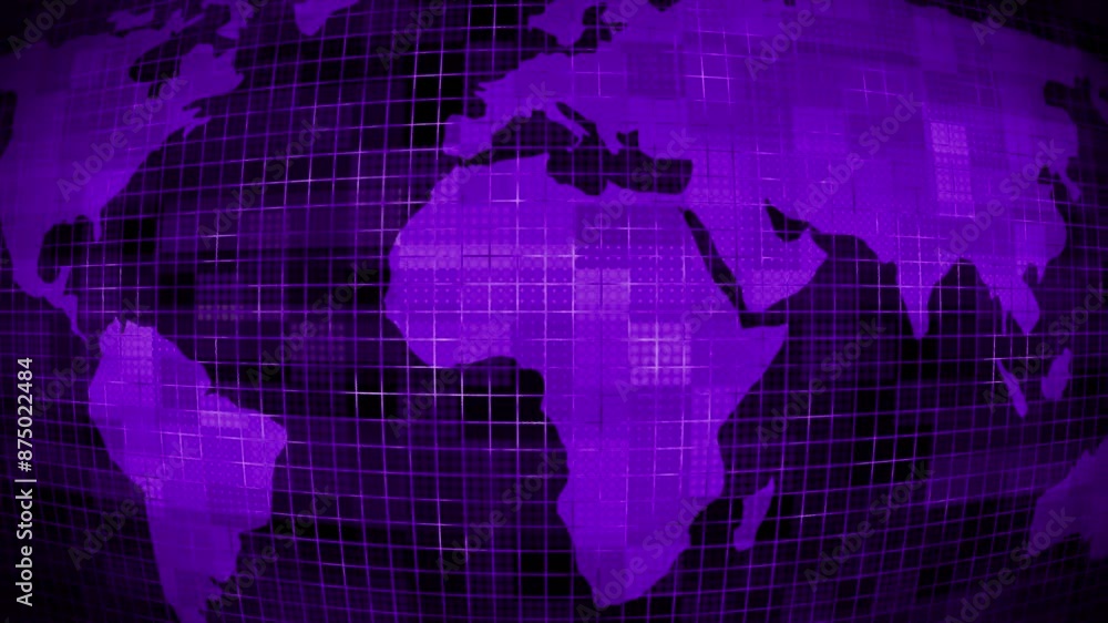 Purple color futuristic world map geographical background, hi-tech map ...