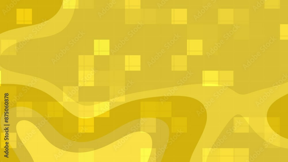 Abstract yellow background with squares and wavy lines suitable for ...