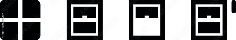 Window Closed open sensor Line Icon set. Automated Portal and Motion ...