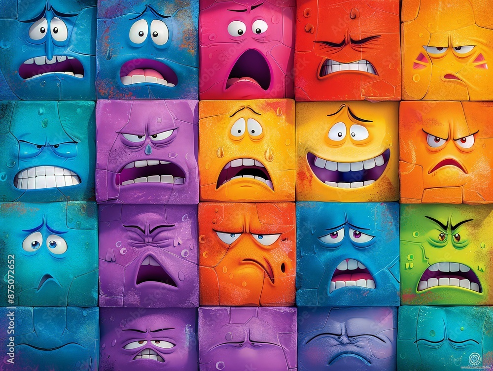 poster displaying a grid of emotive faces representing a spectrum of ...