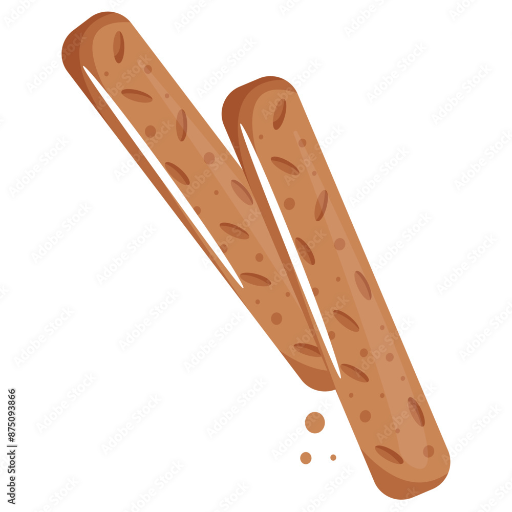 icon of two fried long rye bread rusks and rusk crumbs, for various ...