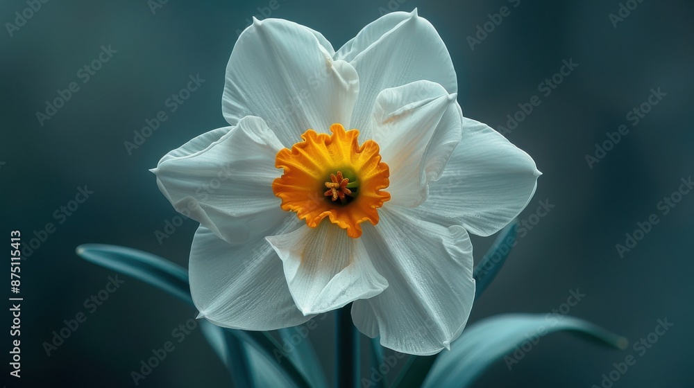 Daffodil flower captivates with its trumpet-shaped petals curving ...