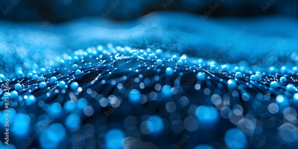 Blue digital network connections in abstract 3D visualization. Concept ...