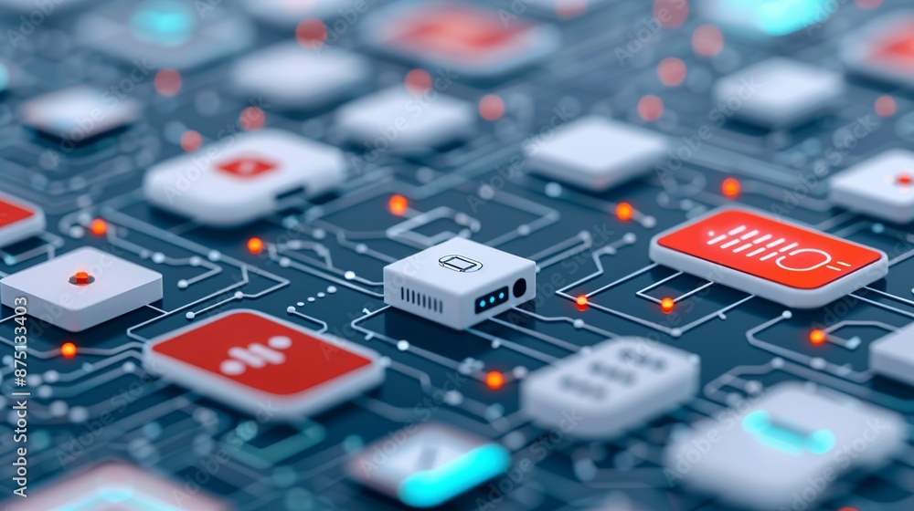 Dynamic IoT illustration with interconnected devices, wireless networks ...
