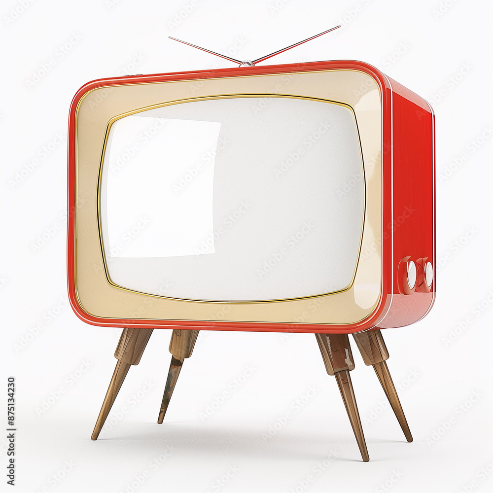 Retro television vintage red cream Midcentury vintage tube TV display ...