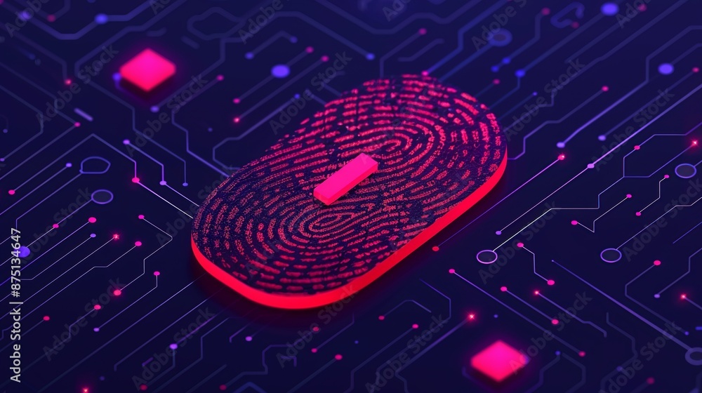 Innovative biometrics concept with fingerprint scanners, facial ...