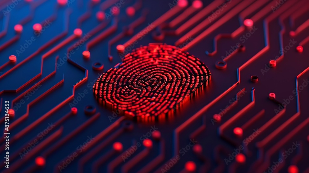 Innovative biometrics concept with fingerprint scanners, facial ...