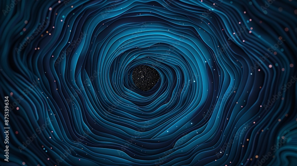 Detailed gravity illustration with spacetime curvature and ...