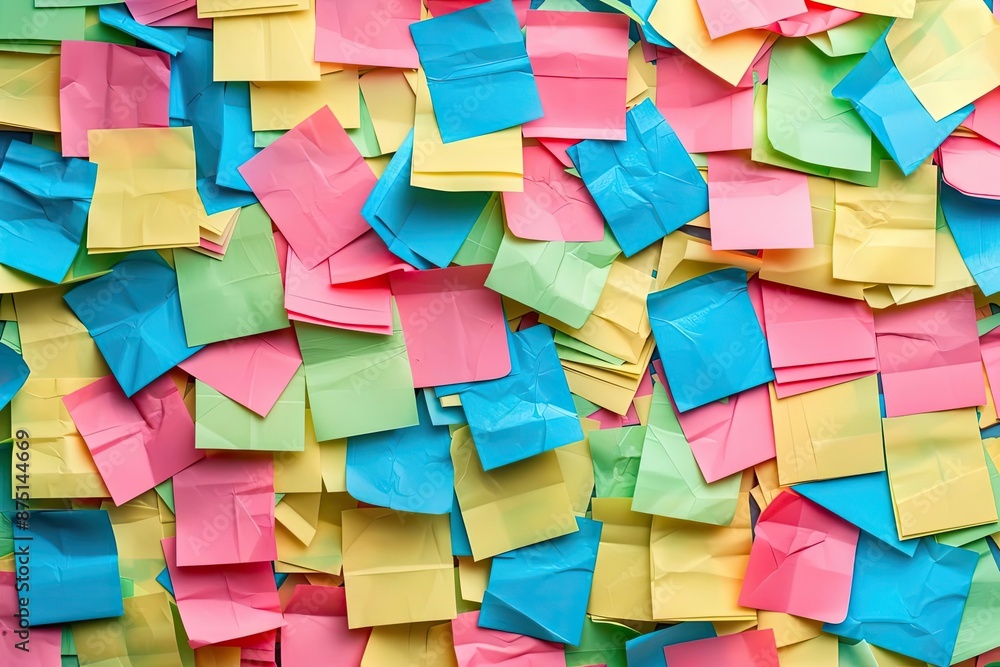Colorful sticky notes background with blue, pink, yellow, and green ...