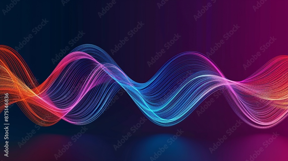 Modern coherence illustration with synchronized states and wave ...