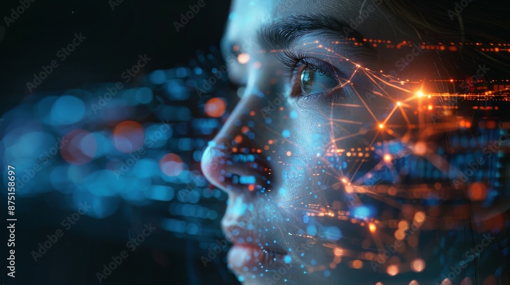 Face of futuristic and Innovative Imagery AI and Automation use of ...
