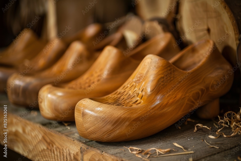 A detailed shot of traditional wooden clogs for St. Nicholas Day in the ...