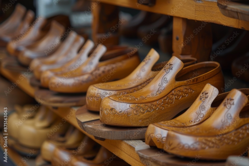 A detailed shot of traditional wooden clogs for St. Nicholas Day in the ...