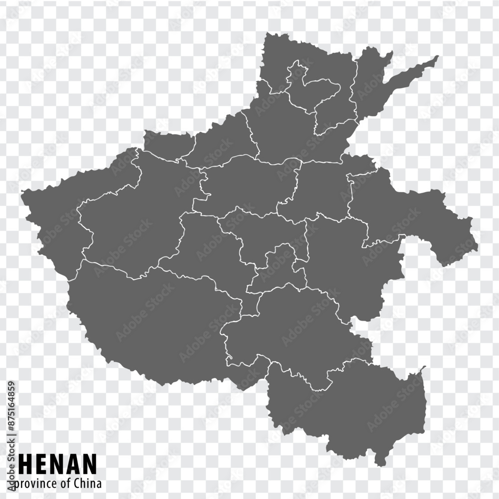 Blank map Henan Province of China. High quality map Henan Province with ...