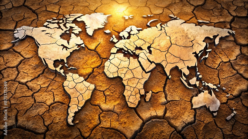 Dry cracked earth background depicting global warming and climate ...