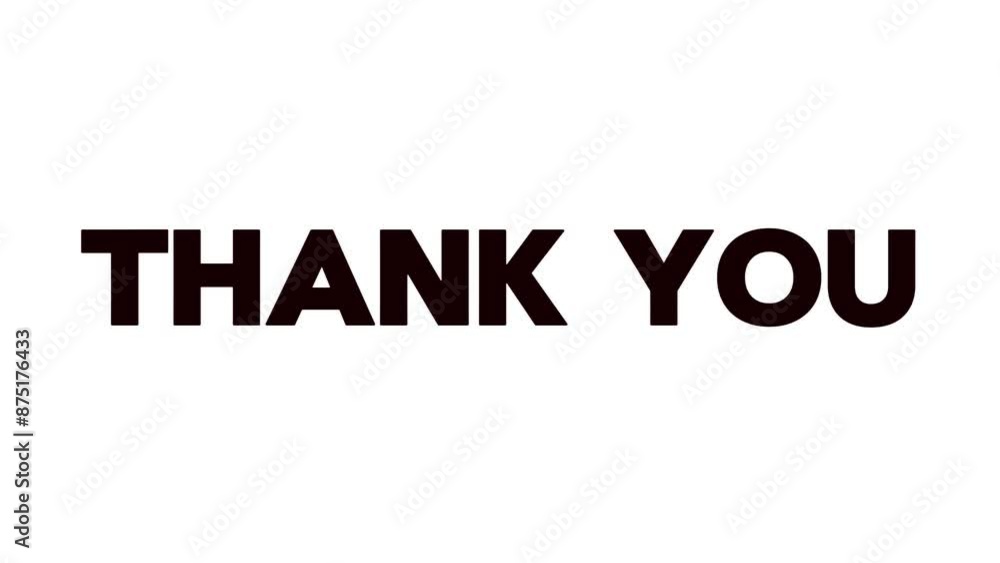 Animated Thank You with black Lettering On White Background. 4k ...