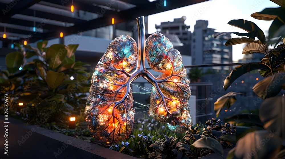 photography depicting Intelligence as a living organic bionic lung with ...