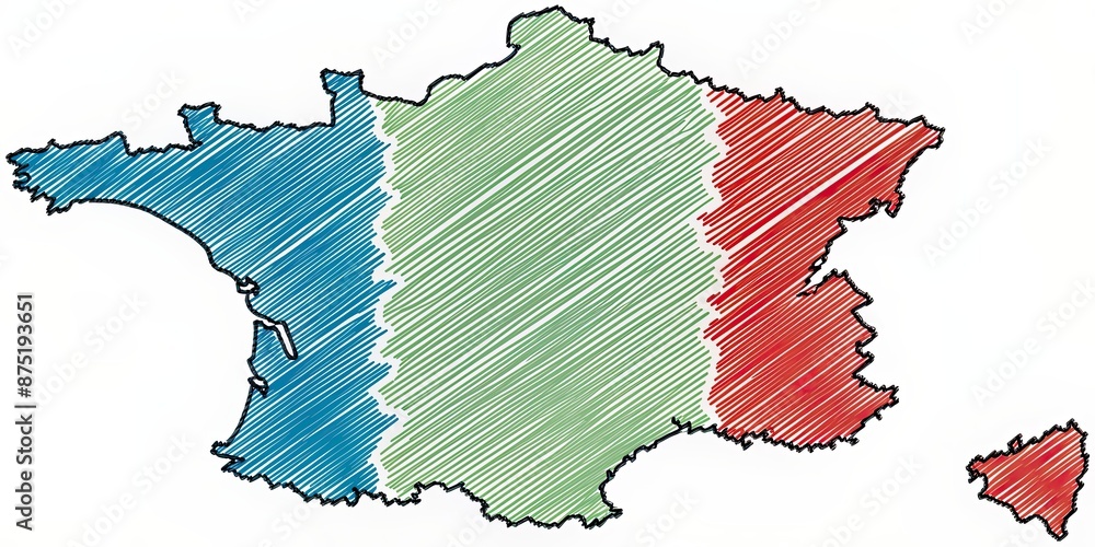 Doodle freehand drawing of France map, France, doodle, freehand ...