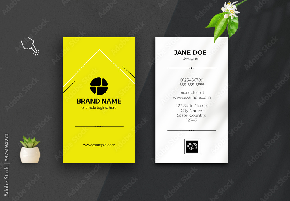 Yellow Business Card Layout Template Stock Template | Adobe Stock