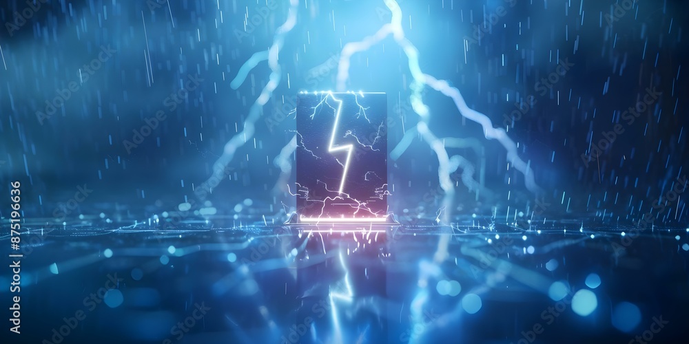 Symbolic Circuit Breaker With Lightning Bolts And Electrical Symbols Representing Power Control