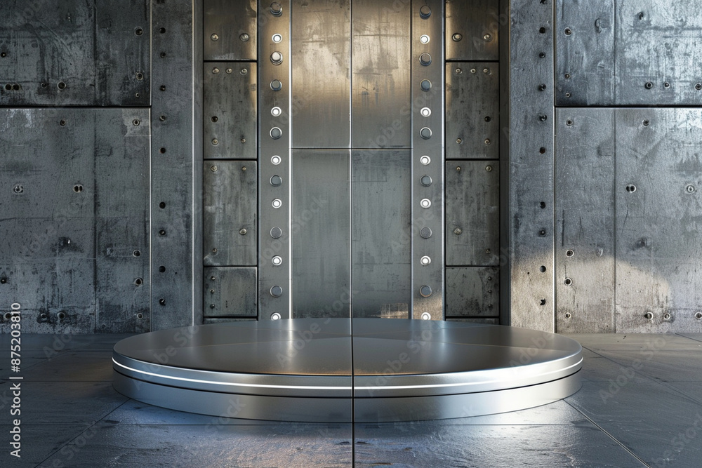 Futuristic design of an elevator cabin with mirrors with neon ...