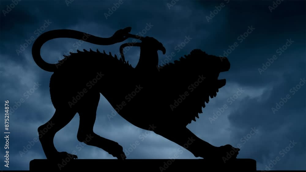 Thunderstorm and Lightning Flash over the ancient Roman bronze statue ...