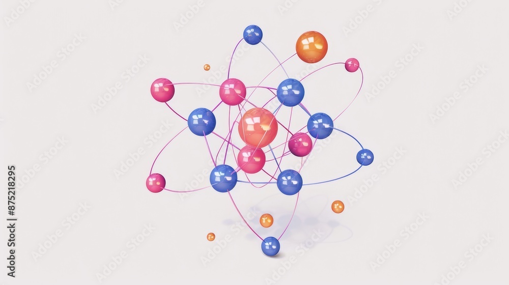 A colorful diagram of a carbon atom, detailing the positions of ...
