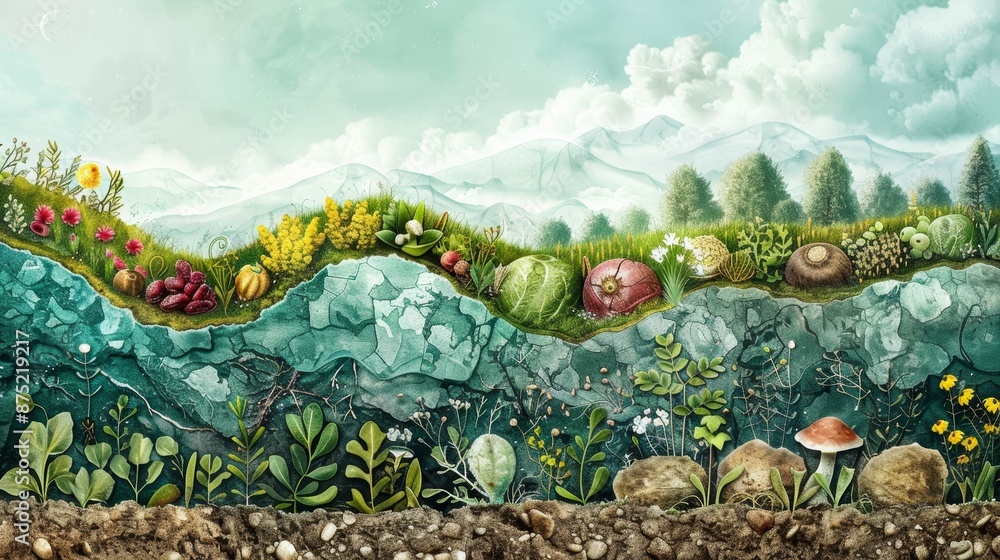 A graphic illustration showing the cycle of nutrients in agriculture ...