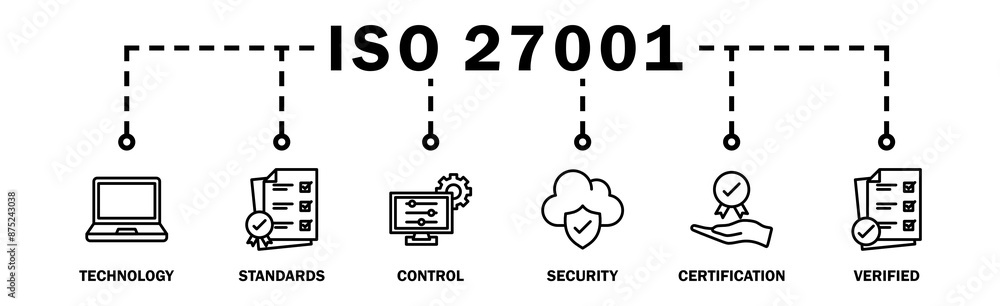 ISO27001 banner web icon vector illustration concept for information ...