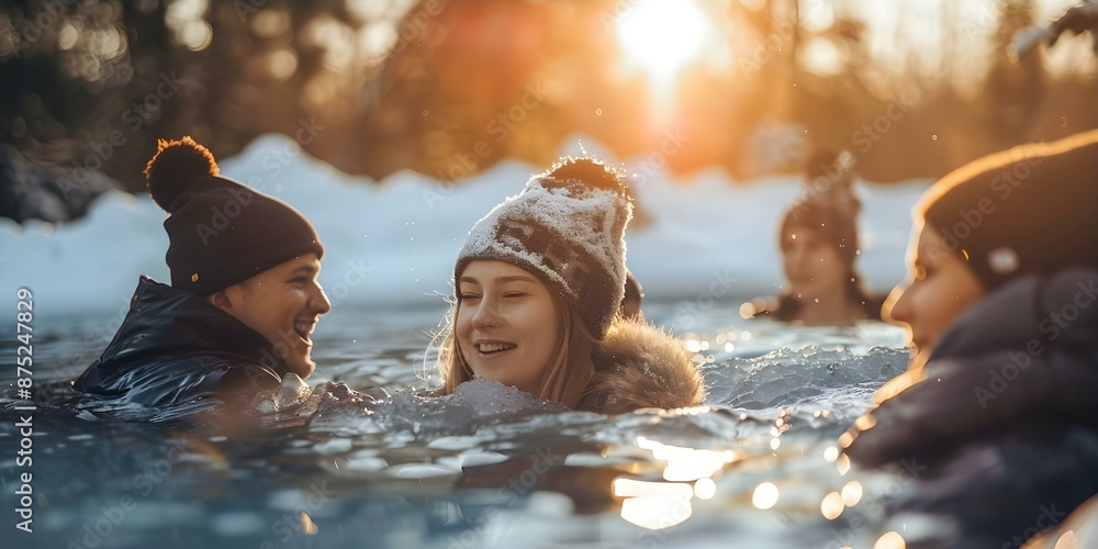 People practice cold water therapy by taking ice baths in frozen lakes ...