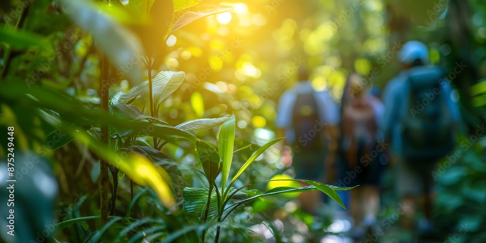 Jungle Eco-Tourism Exciting blurred background image of tourists ...
