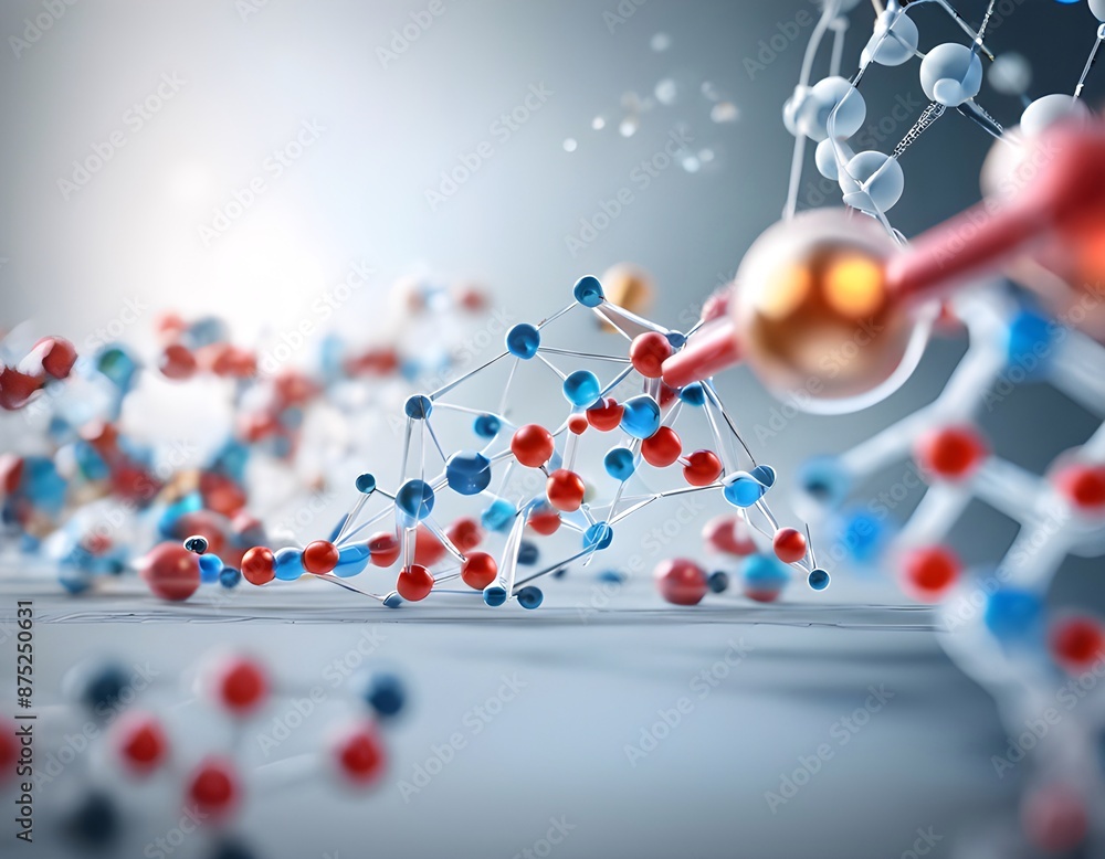 Scientists are experimenting and research with molecule model, DNA ...