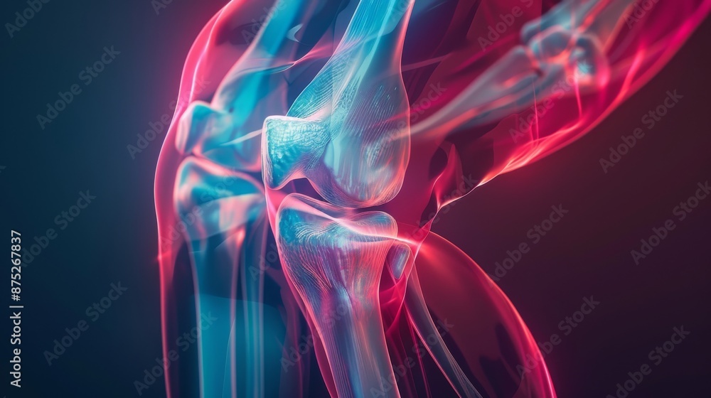 Detailed anatomical structures of human joints are showcased in a neon ...